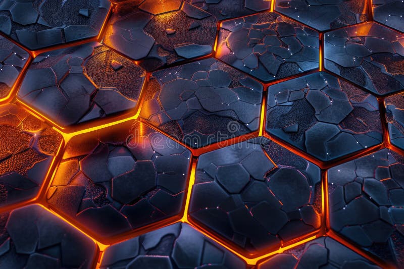 A Close-up View of a Unique Hexagonal Pattern Formed by Molten Lava ...