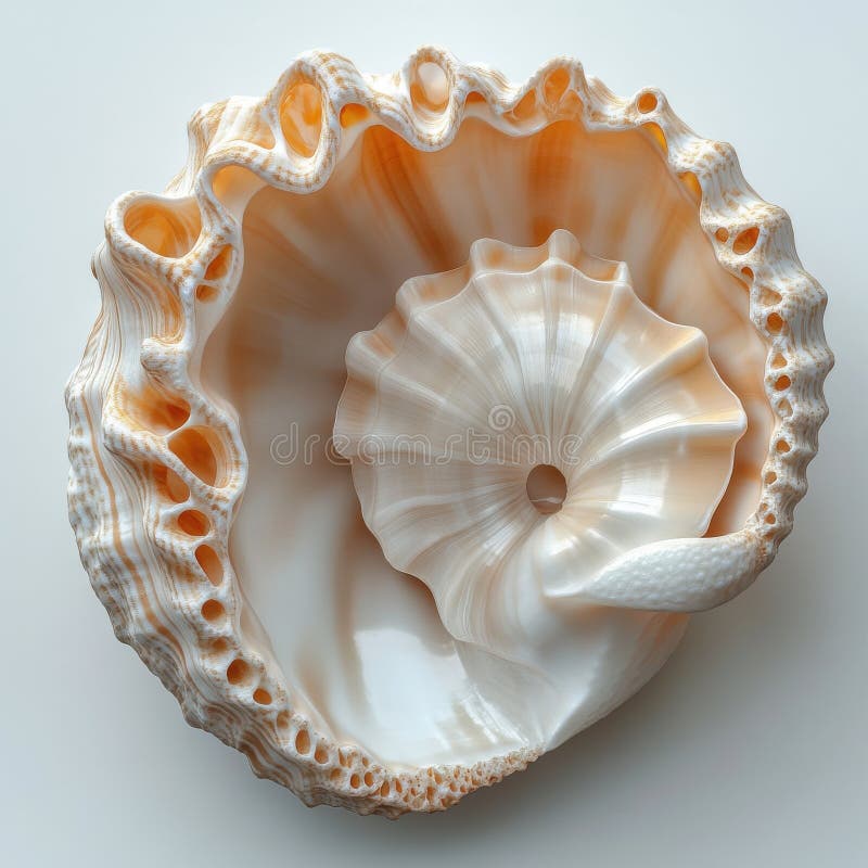 Intricate Seashell with Pale Orange and White Hues Close Up Stock ...