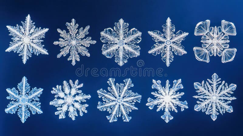 Close-up View of Unique Snowflakes Under a Microscope Illuminated by ...