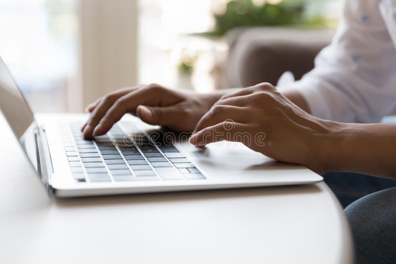 Close Up View Unknown Female Hands on Laptop Keyboard Stock Image ...