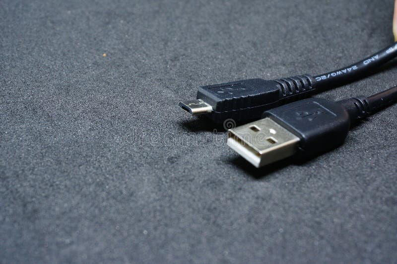 Close up view of usb cable stock photo. Image of black - 87515742