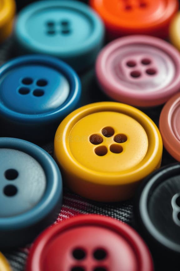 A Close-up View of a Variety of Different Colored Buttons. this Image ...