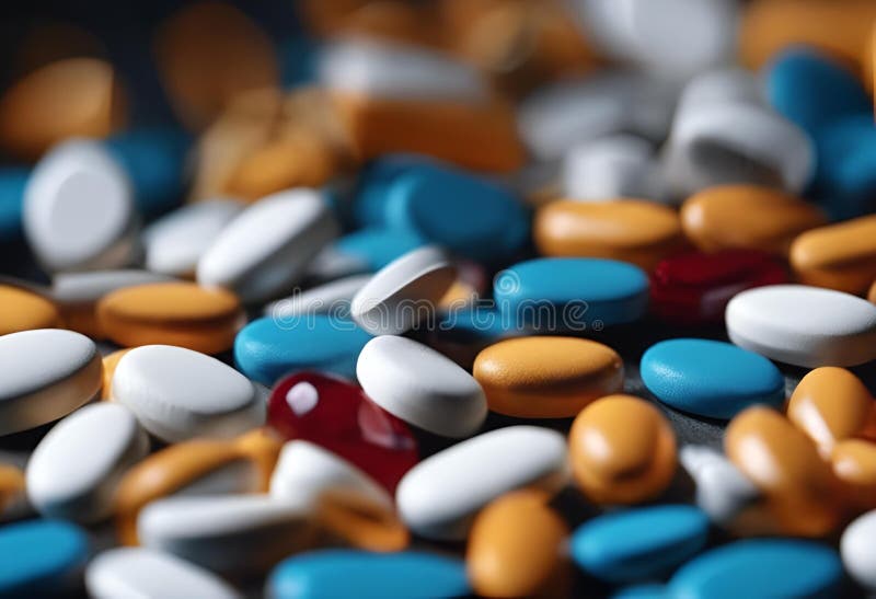 A Close-up View of Various Colorful Pills and Capsules Scattered Stock ...