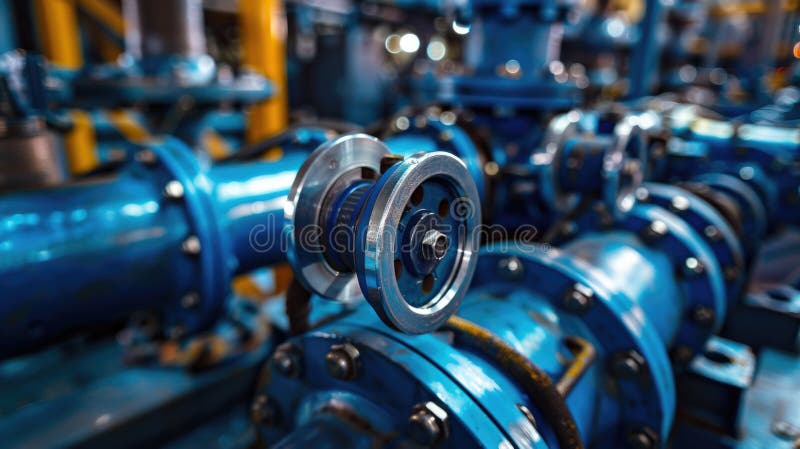 Close-up View of Various Pipes and Valves, Suitable for Mechanical or ...
