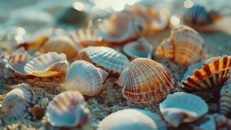 Close-up View of Various Shells on a Beach, Perfect for Travel or ...