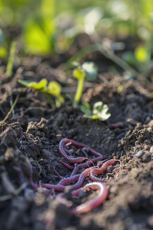 Close-up View of Various Species of Worms Burrowing through Dirt and ...
