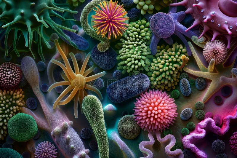 Close-up View of Various Vibrant Colored Plants in a Cluster, Complex ...