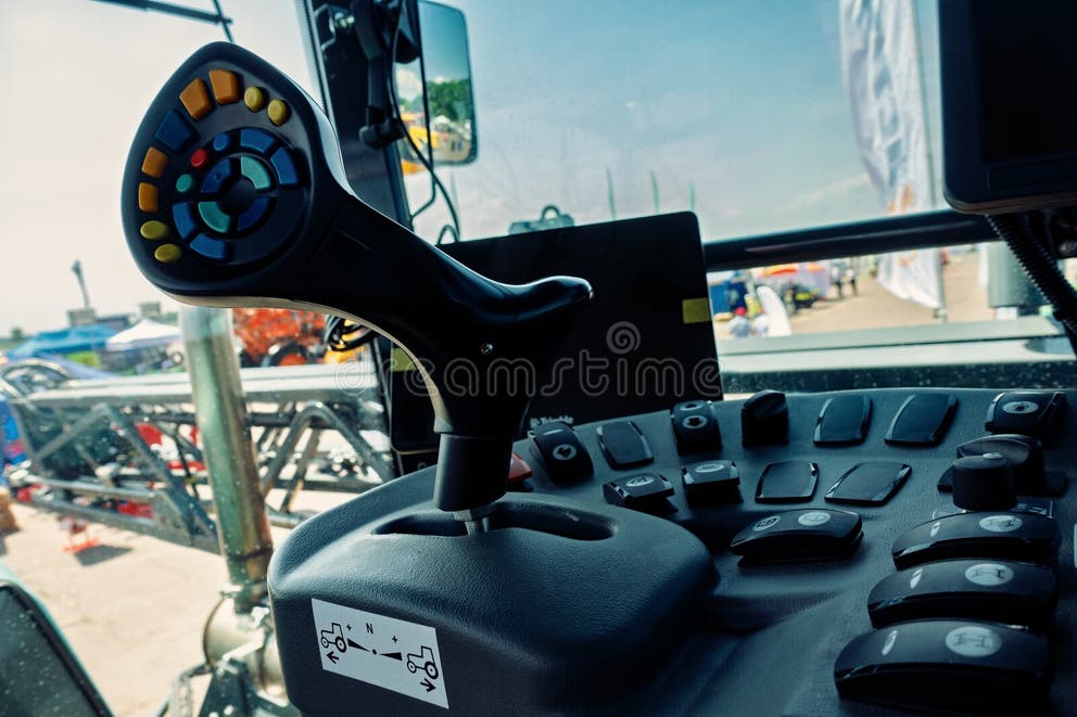 Close Up View of the Vehicle Dashboard, a Control Panel, and a Control ...
