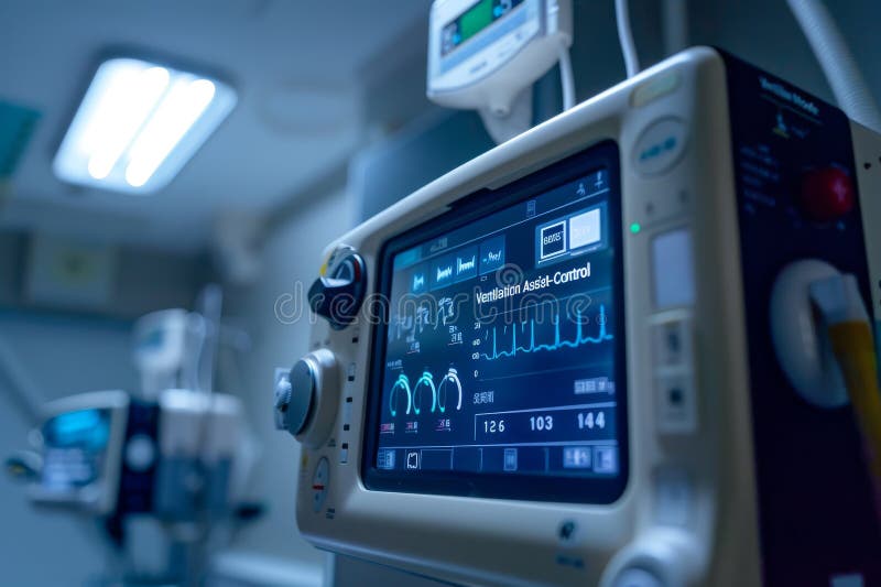 Close-up View of a Ventilator S Interface in a Modern Hospital Setting ...