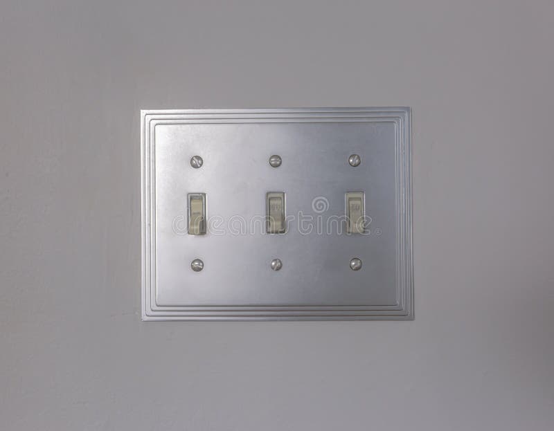 Close Up View of Vertical Flip Toggle Light Switches in Off Mode Stock ...