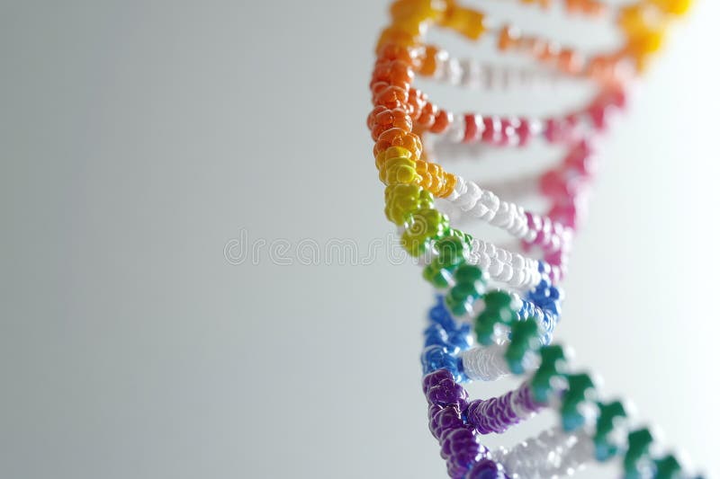 Close-up View of a Vibrant DNA Double Helix Colored in a Rainbow ...
