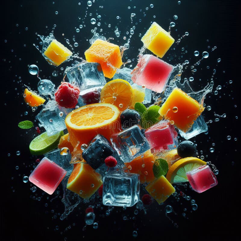 Close-up View of a Vibrant and Dynamic Composition Featuring a Pile of Colorful Ice Cubes. Stock ...