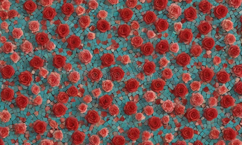 Close-up View Vibrant Floral Pattern, Featuring Numerous Red and Pink ...