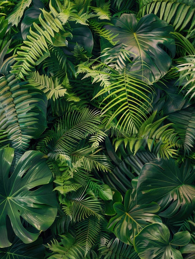 A Close-up View of Vibrant Green Leaves from a Dense Tropical ...