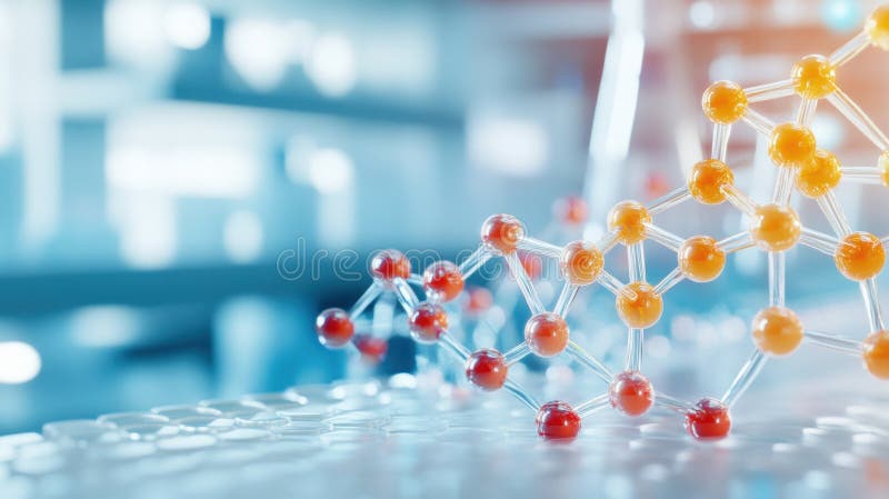 Close Up View of Vibrant Molecular Chains in a Polymerization Process ...