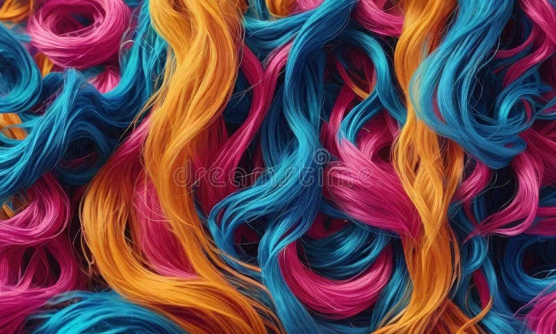 Close-up View Vibrant, Multicolored Hair Strands Overlapping and ...