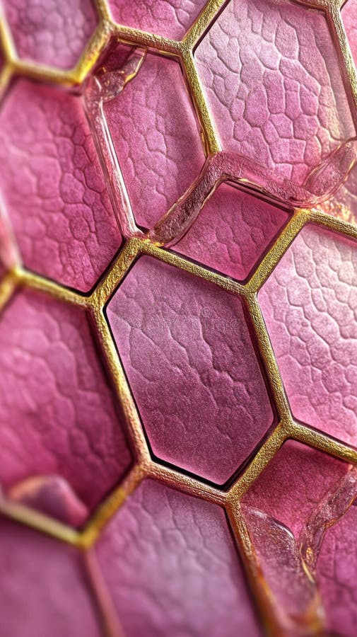 Close Up View of Vibrant Pink Hexagonal Structures with Detailed ...
