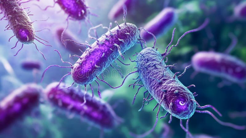 Close-up View of Vibrant Purple Bacteria Under a Microscope, Showcasing ...