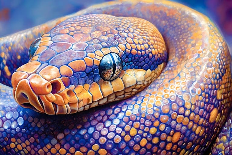 Colorful Python Snake Resting and Showing Its Scales Stock Image ...