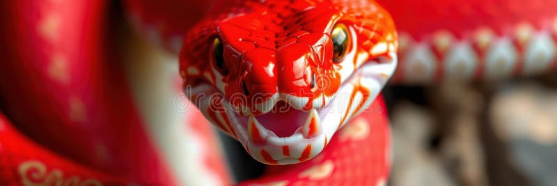 Close-up View of a Vibrant Red and White Snake Showcasing Its Intricate ...