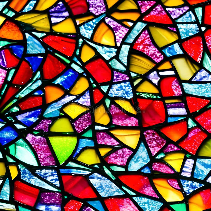 A Close-up View of a Vibrant Stained Glass Window, Casting an Array of ...