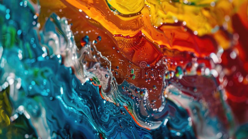 A Close-up View of a Vibrant Water-themed Painting Stock Illustration ...