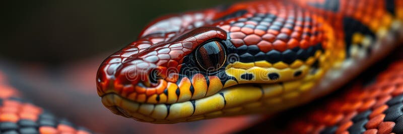 Close-up View of a Vibrantly Colored Snake with Intricate Patterns ...