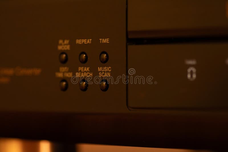 Close-Up View of Vintage Compact Disc Player Front Panel and Controls ...