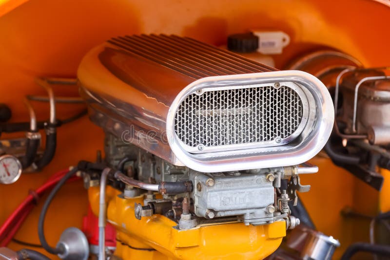 Vintage Muscle Car Engine in Side the Hood Editorial Photography ...