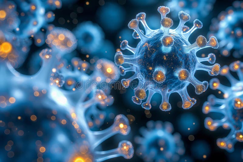 Close-up View of Viral Particles in Detail Stock Image - Image of ...