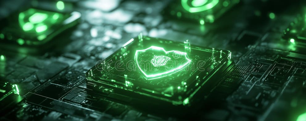 Close Up View of a Virtual Firewall Interface with Glowing Elements ...