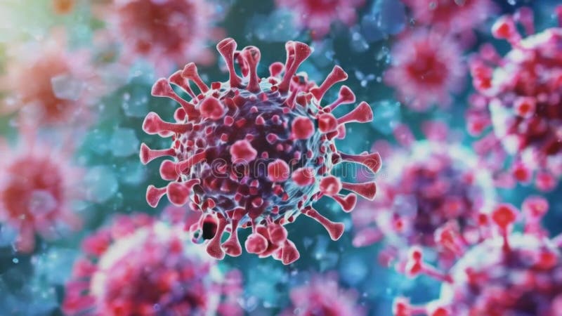 Close-up View of a Virus or Bacteria Under a Microscope, Illustrating ...