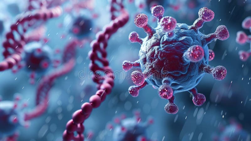 Close-up View of Virus Cells and DNA Strands Under the Microscope ...