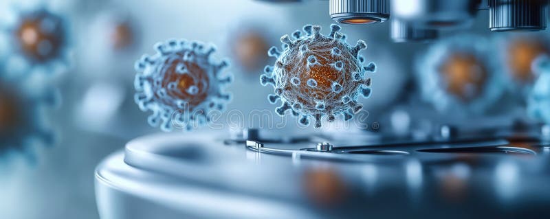 Close-up View of Virus Particles Under Microscopic Examination in Lab ...