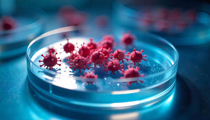 Close-up View of Virus on Petri Dish in Science Laboratory Stock ...