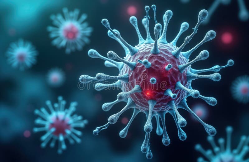 Close-up View of Viruses. Microscopic Image Shows Virus Structure with ...