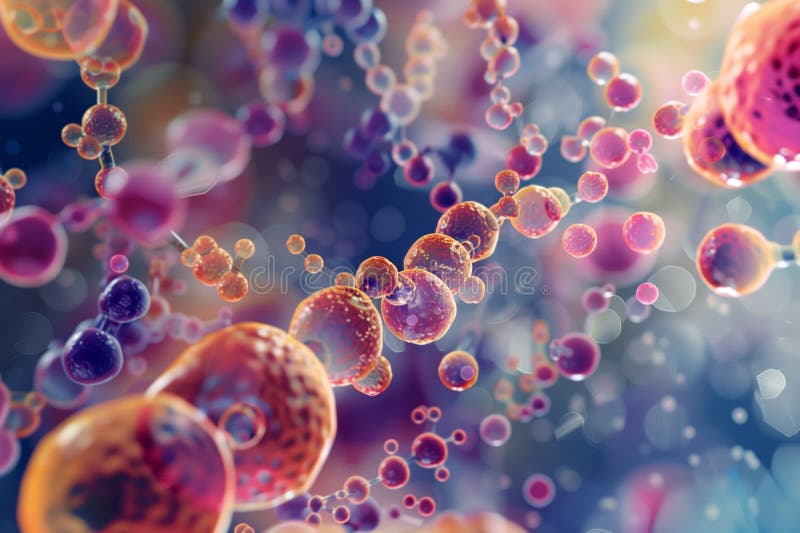 A Close-up View of Vitamin Molecules Interacting with Human Cells Under ...