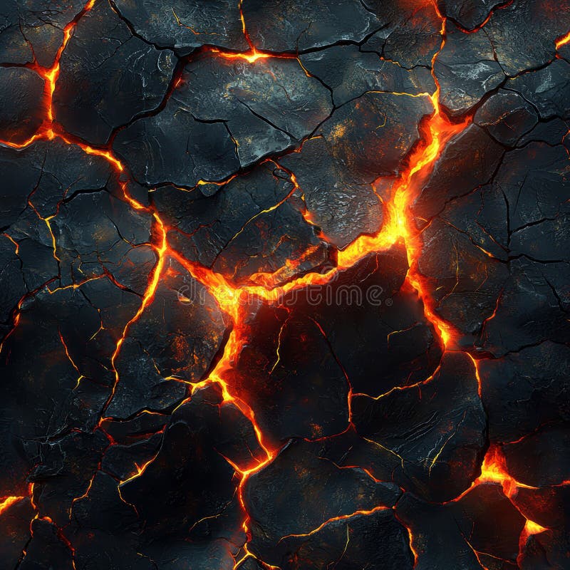 Close-up View of a Volcanic Rock Surface with Active Red Lava Flowing ...