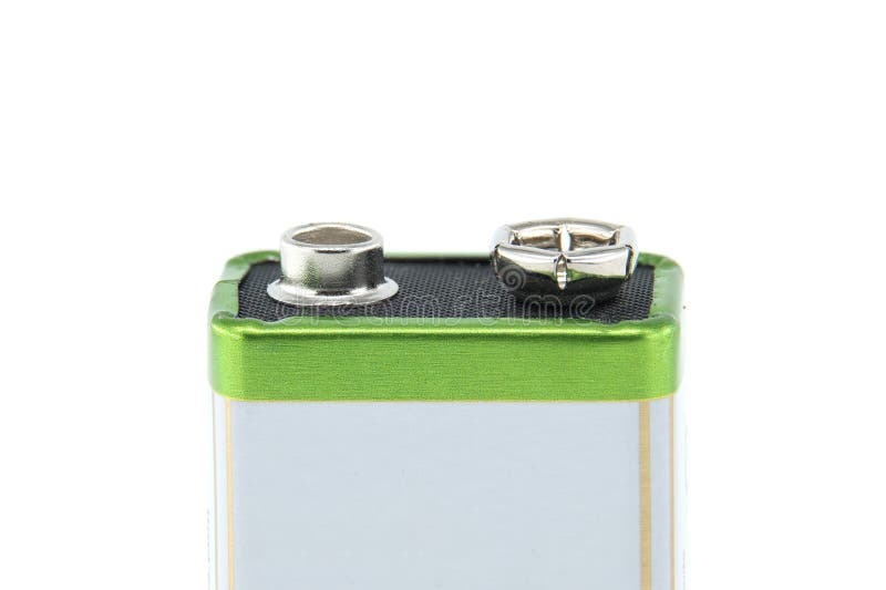 Close-up View of a 9-volt Battery Showing Positive and Negative ...