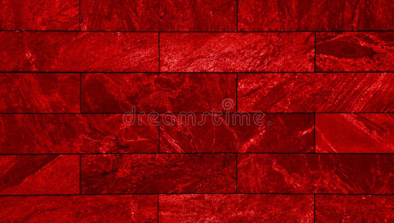 Close-up View of a Wall Clad in Rectangular Red Slate Tiles, a Smooth ...