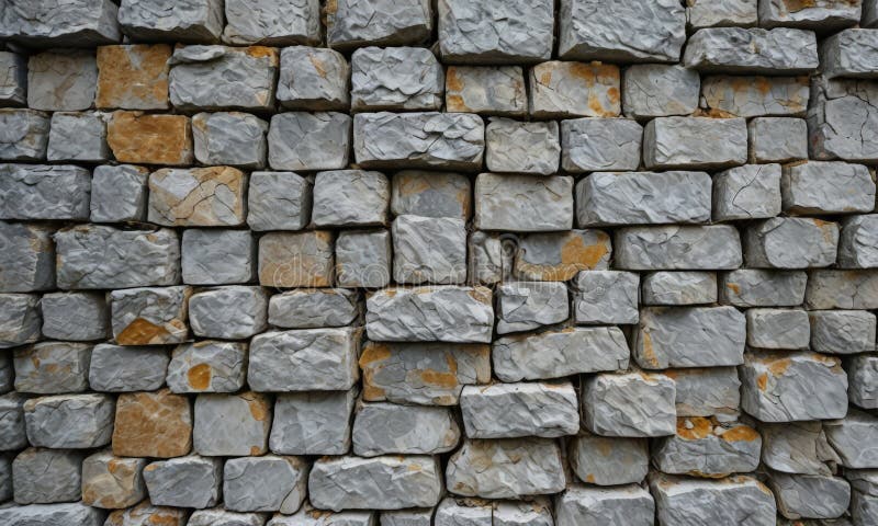 Close-up View Wall Composed Square and Rectangular Stones in Various ...