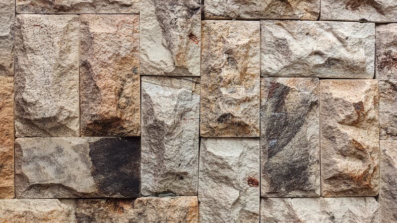 Close-up View of a Wall Constructed with Various Sizes of Rectangular ...