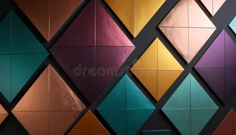 Geometric Diamond Pattern Wall Tiles in Metallic Colors - Modern ...