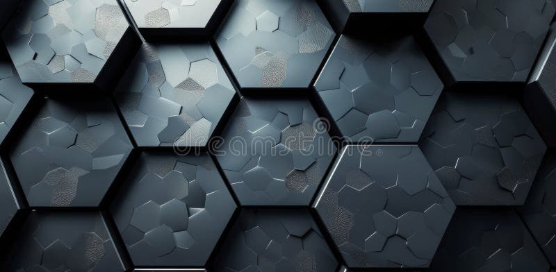 Abstract Black Hexagon Pattern Wall Stock Image - Image of surface ...