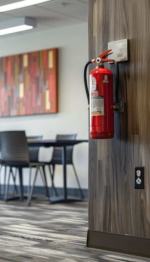 Close Up View of a Wall Mounted Fire Extinguisher in an Office ...