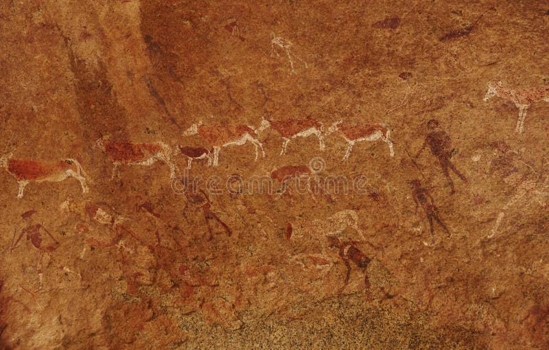 Close Up View of Wall with Prehistoric Art in Africa Stock Image ...