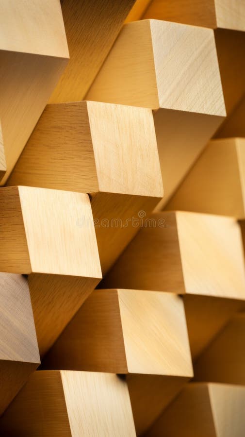 A Close Up View of a Wall of Wooden Blocks Stock Illustration ...