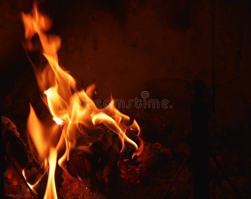 Warm Fire Burning in a Fireplace Stock Image - Image of isolated ...
