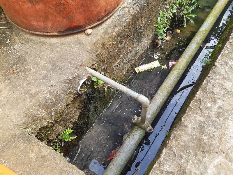 Close-up View of Water Channels, Drinking Water Pipe Installations ...