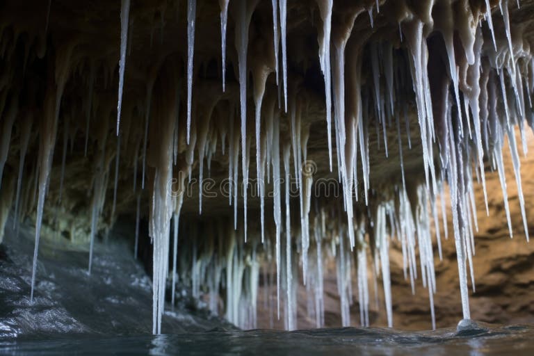 Close-up View of Water Drops Falling from Cave Stalactites Stock Photo ...